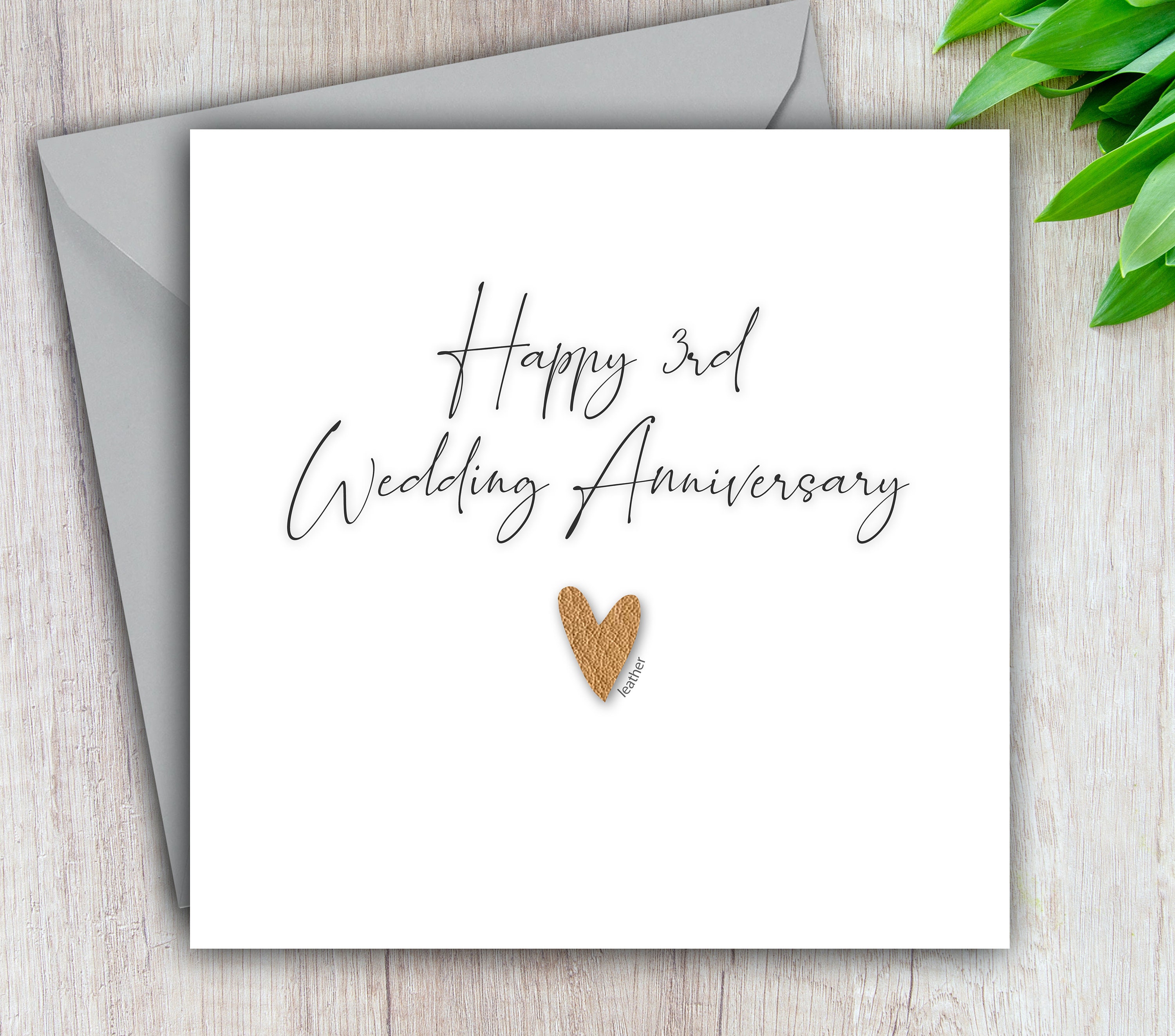 3rd Anniversary Card Leather Wedding Anniversary Happy Third - Etsy UK