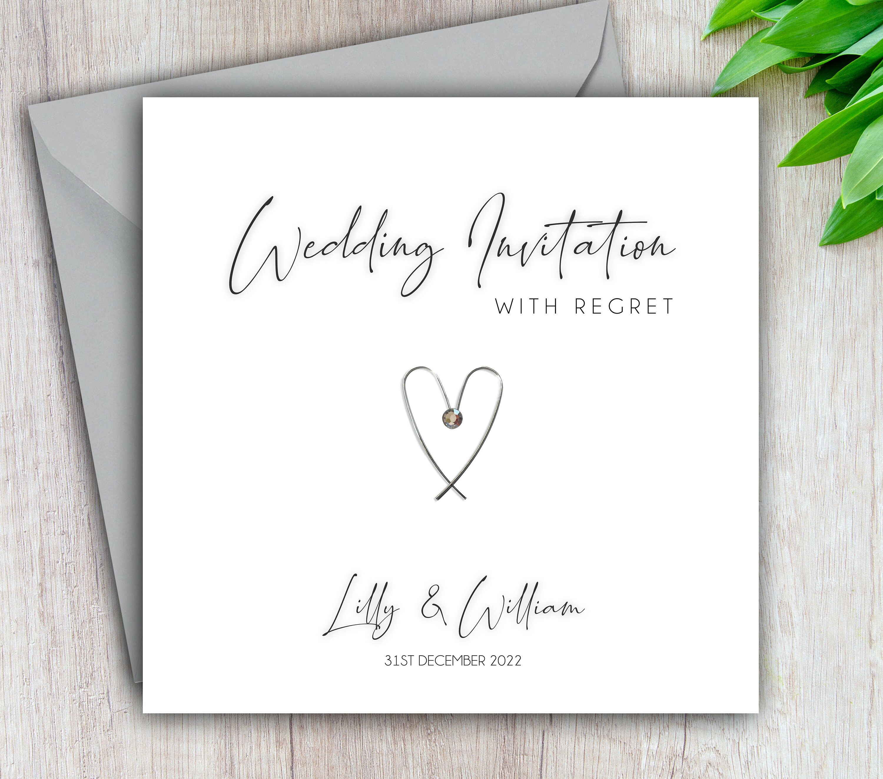 Wedding Regret Card RSVP Card Wedding Decline Unable To | Etsy