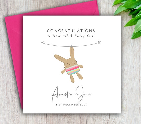 Personalised Baby Girl Card Congratulations New Parents - Etsy