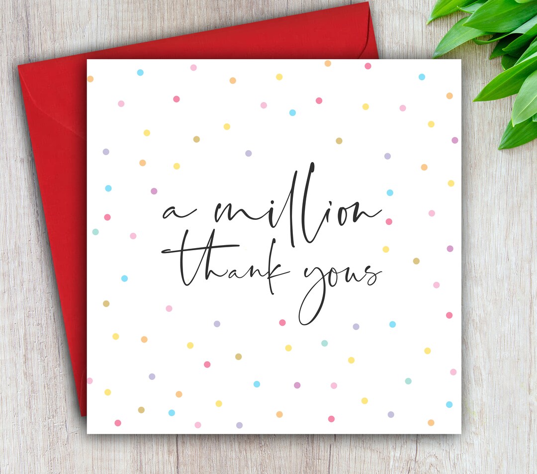 A Million Thank Yous Card Thank You for All You Do Thanks A - Etsy UK