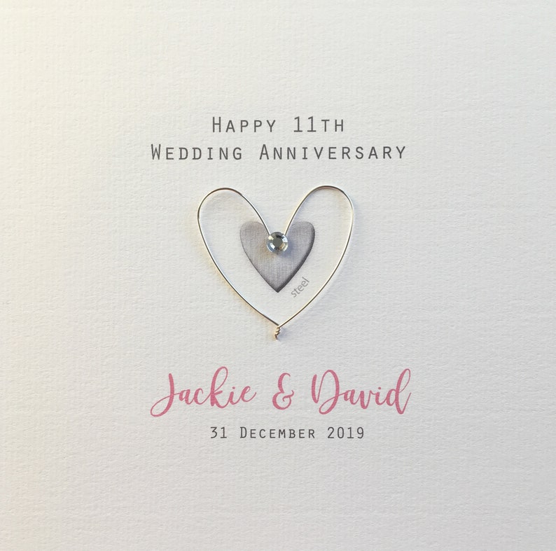 11th Wedding Anniversary Card Steel Personalised & Handmade | Etsy