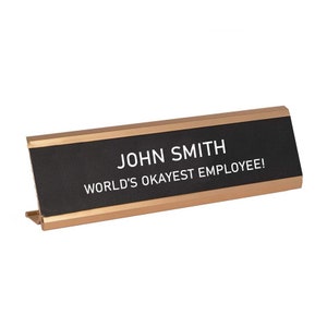 World's Okayest Employee Award, Funny Desk Name Plate, Gift for ...