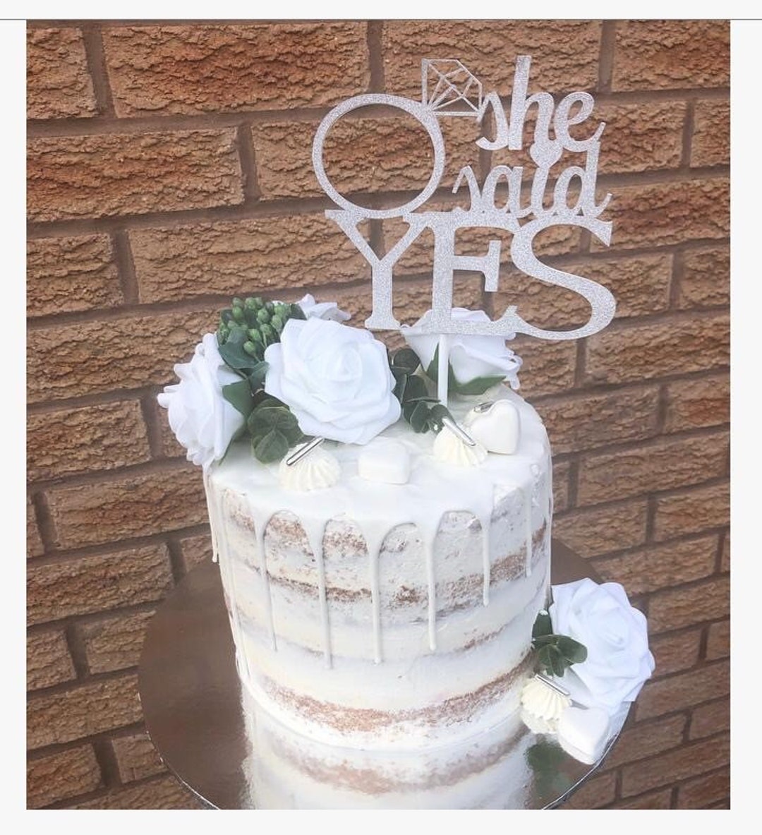 She Said Yes Cake Topper // Engagement Cake Topper Cake - Etsy