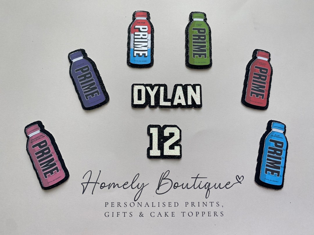 Set of 8 3D Personalised Prime Drink Themed Cupcake Toppers Cake Picks ...