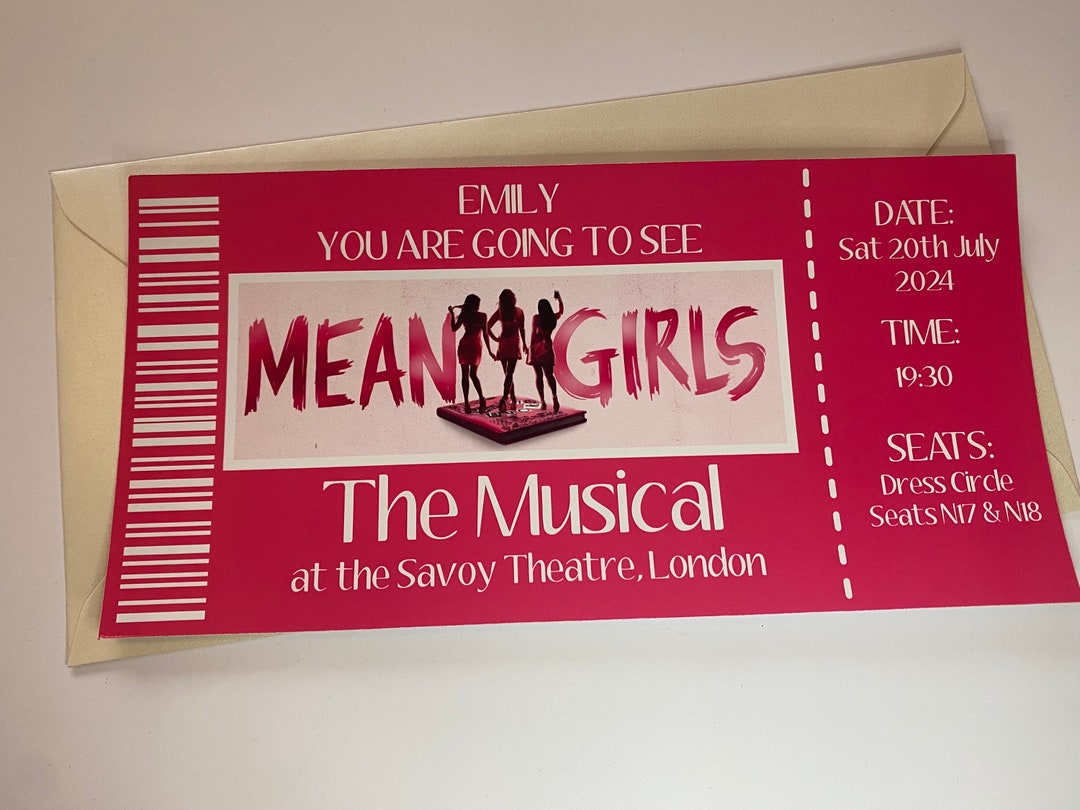 Personalised Mean Girls Musical Ticket | Mean Girls Souvenir Ticket ...