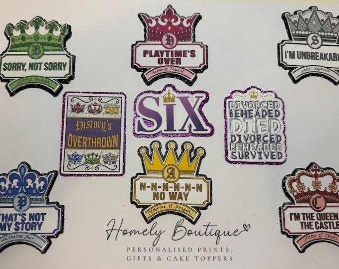 3D Six the Musical Cupcake Toppers Set of 9 | Six Theme Cake Topper ...