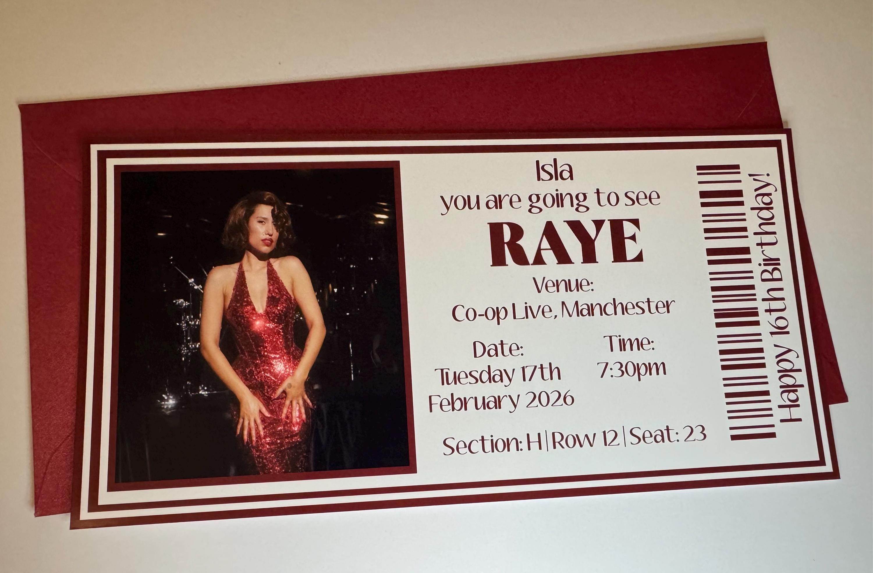 Raye Tour Ticket | Raye Gig Ticket, Raye Souvenir Ticket, Surprise ...