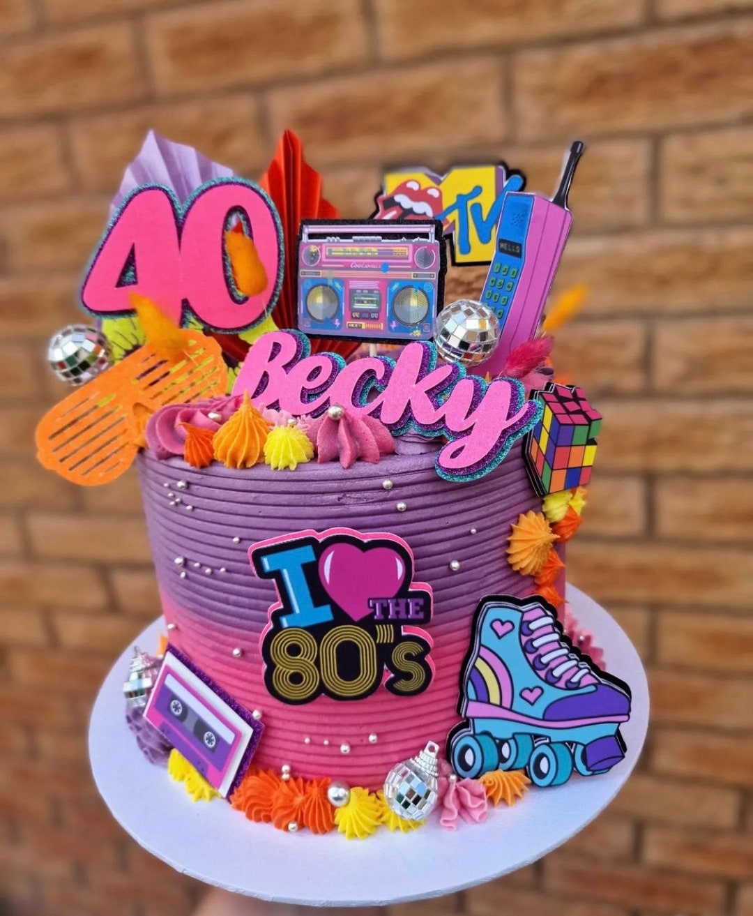 80’s Themed Personalised 3D Cake Topper | Eighties Cake Topper ...