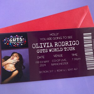 Personalised Guts Tour Concert Ticket | Olivia Rodrigo Souvenir Ticket ...