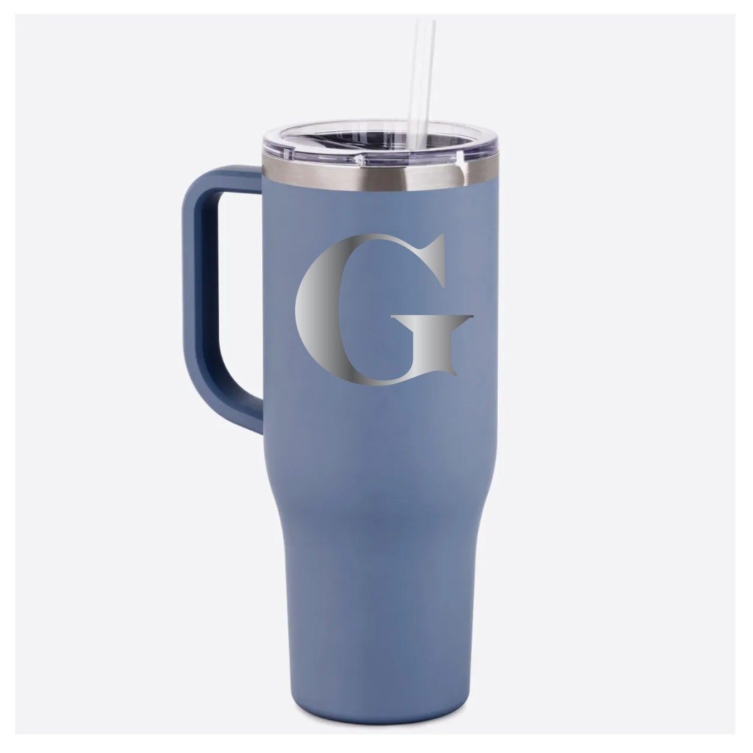 Personalized Monogram Tumbler With Handle 40oz Large Bling Travel Mug ...