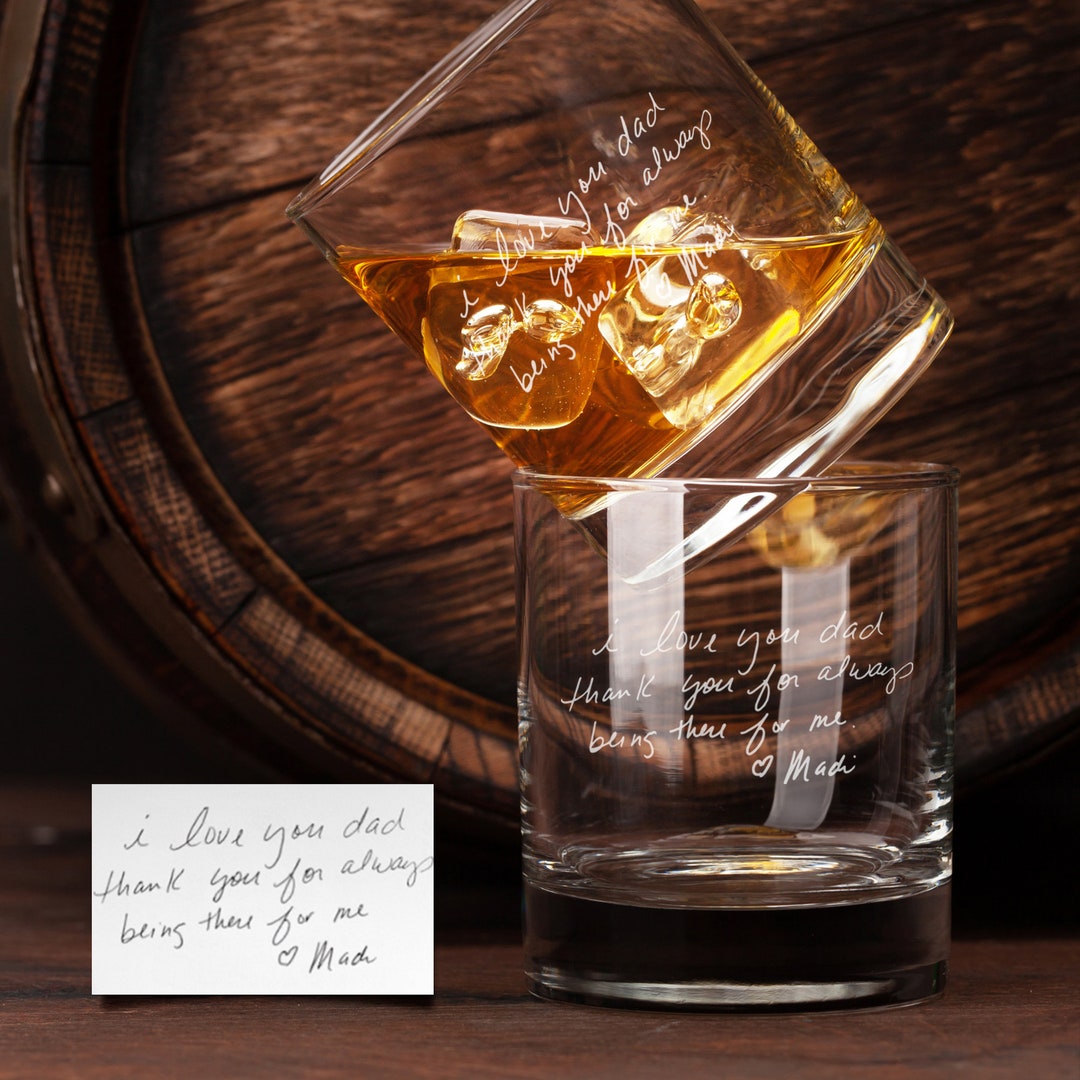 Custom Whiskey Glasses With Personalized Handwriting on Whiskey Glass ...