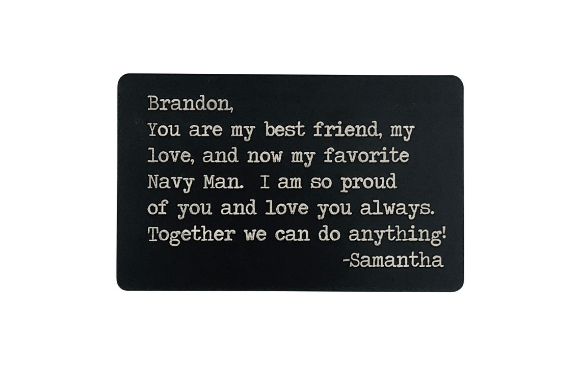 Best Friend Gift Engraved Wallet Card Personalized Message - Etsy