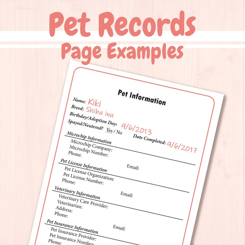 Pet Records [PDF Download] - Vaccine Shot Tracker Notebook for Dogs, Cats, Small Animals, & More ...