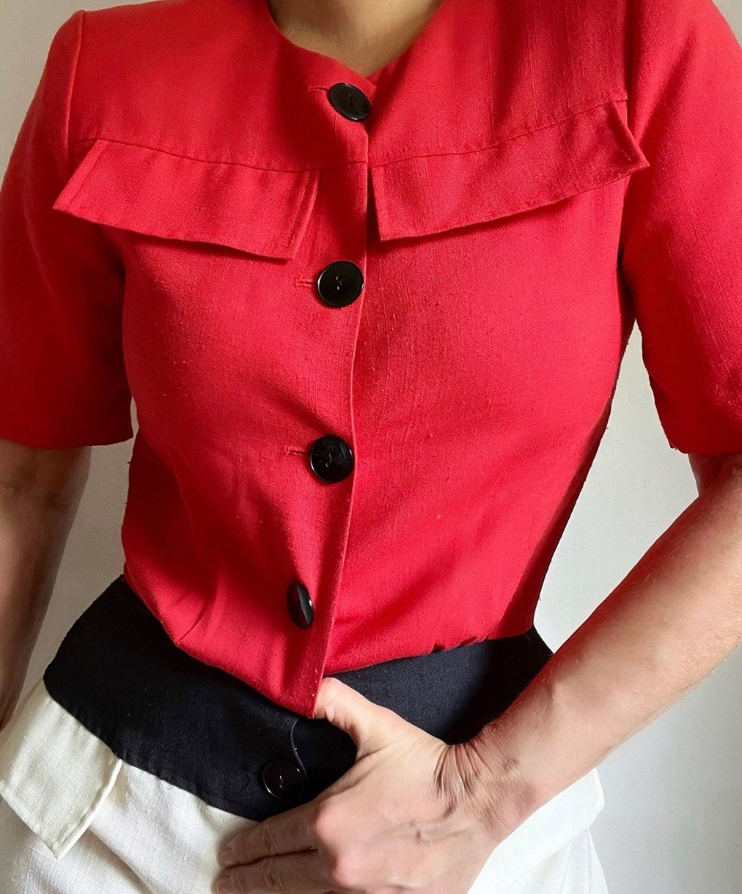 Vintage 80s Colorblock Classic Pencil Shift Dress, Vintage Red White ...