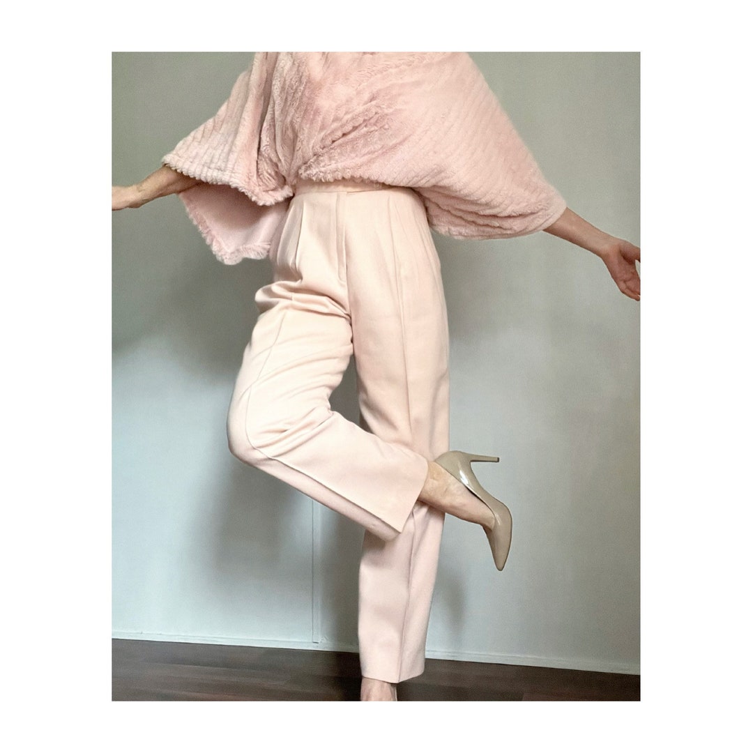 Vintage Highrise Pastel Dusty Rose Wool Pants, Vintage Highwaisted Wool ...