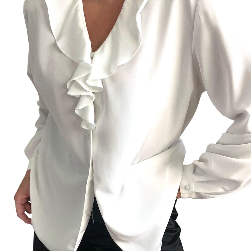 White Ruffle Blouse - Etsy