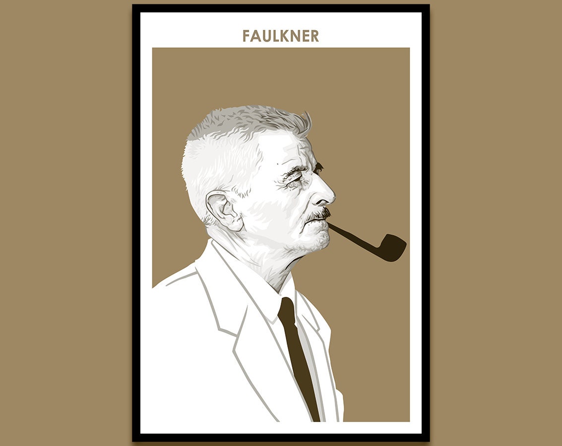 William Faulkner Author Poster Literary Poster Writer | Etsy