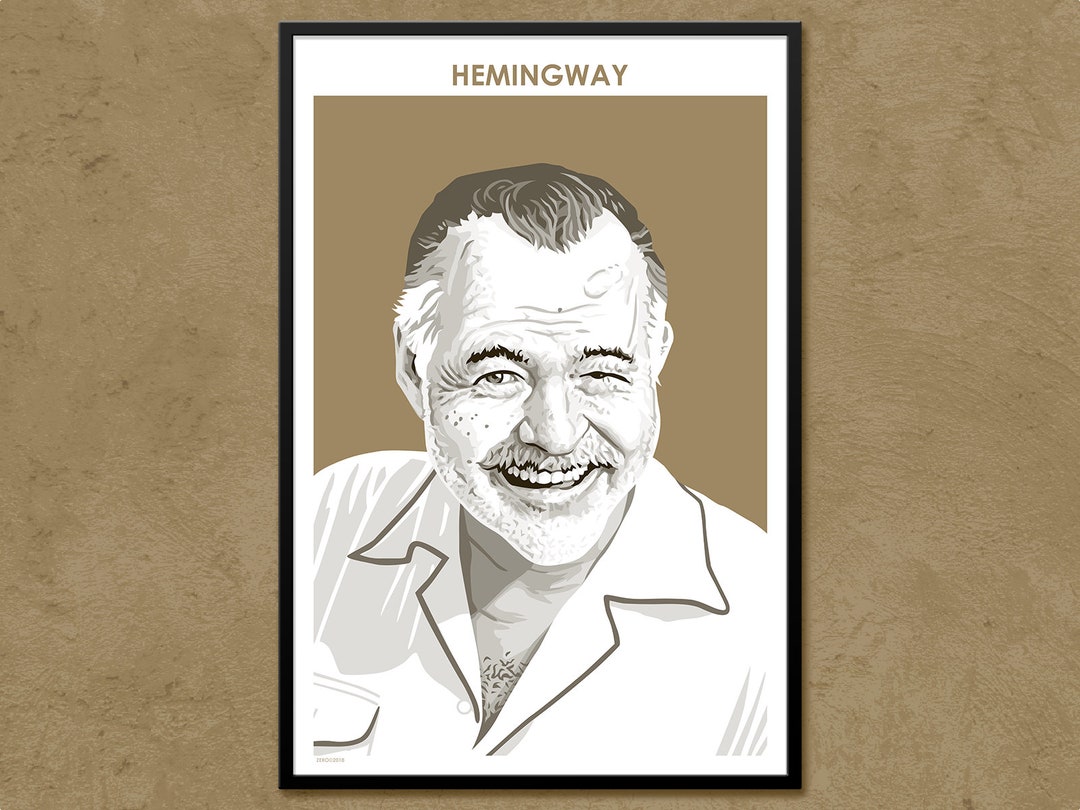 Ernest Hemingway - Author Poster | Literary Poster | Writer Gift ...