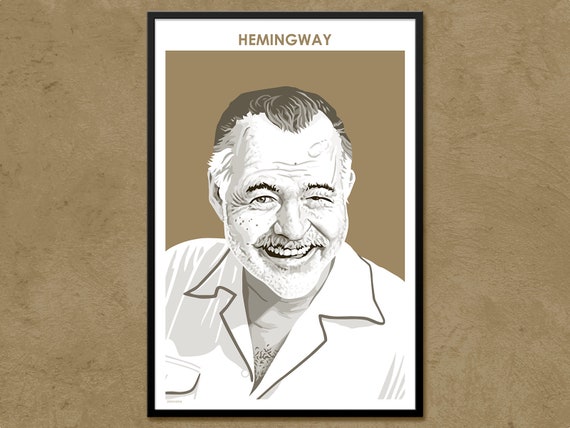 Ernest Hemingway Author Poster Literary Poster Writer - Etsy