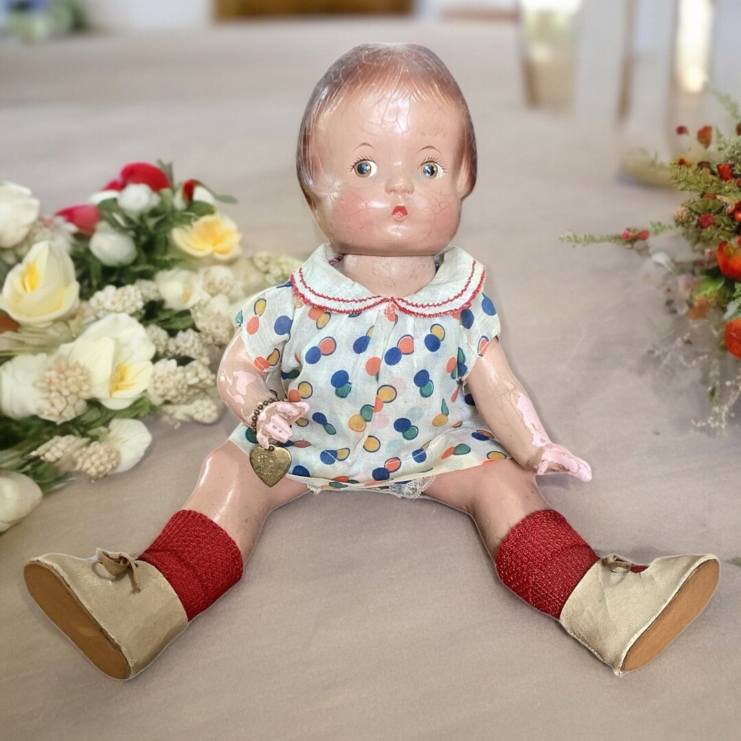 Vintage Effanbee Composition Patsy Doll in Colorful Dress - Etsy