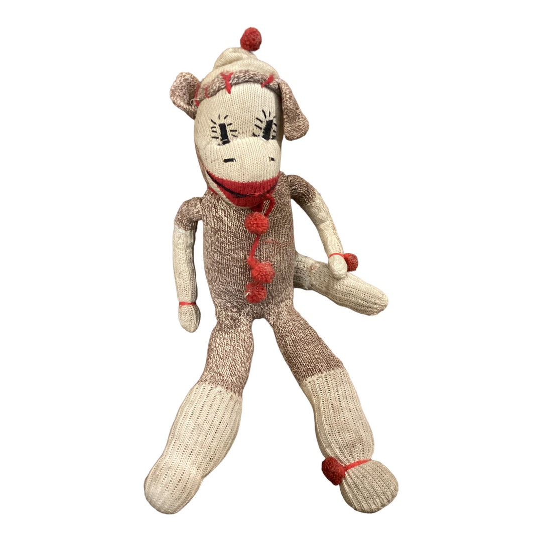 True Vintage Homemade Sock Monkey Stuffed Animal Plush - Etsy