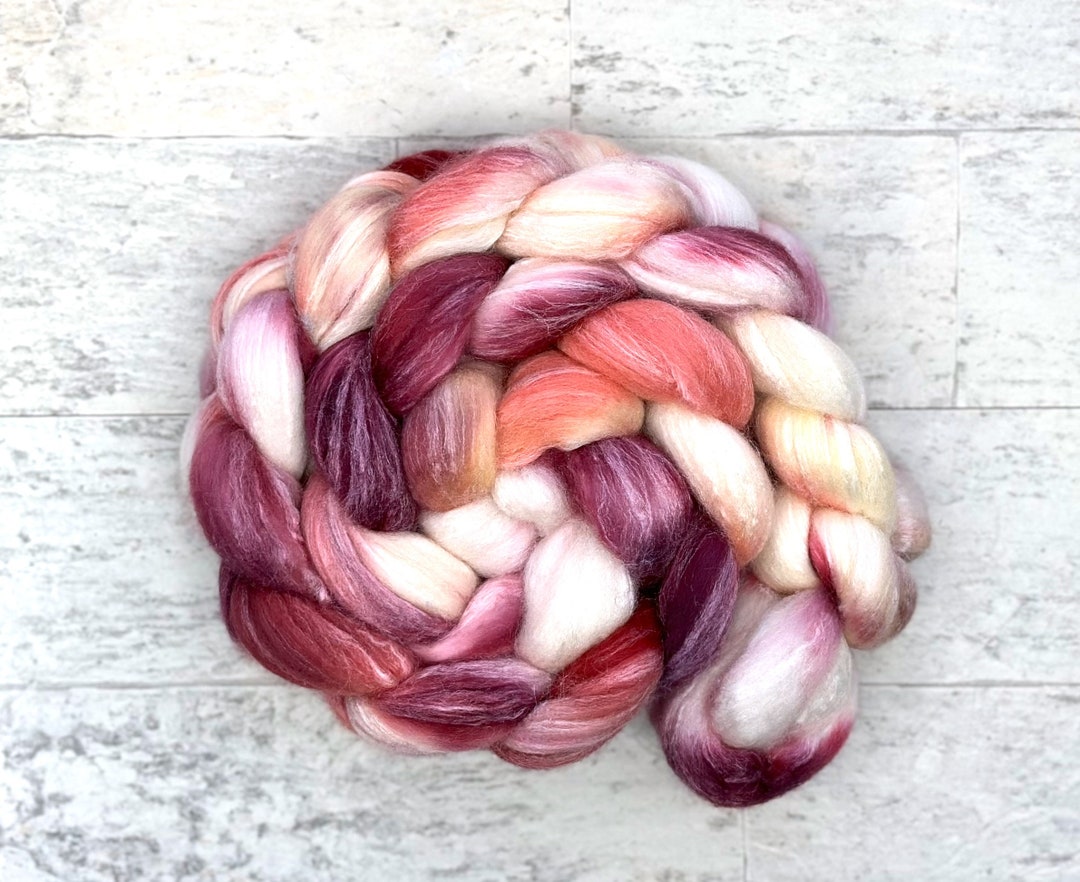 Hand Dyed Wool Roving - Merino Wool and Silk - #MS257 - Etsy
