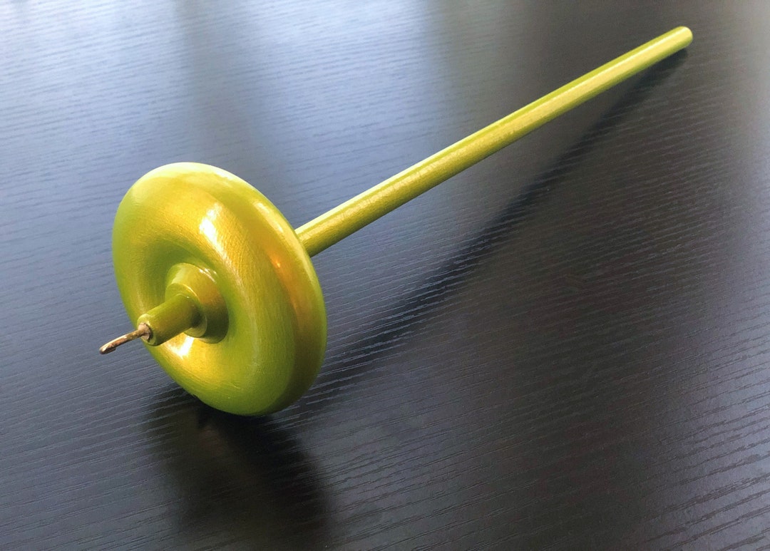 Iridescent Green Drop Spindle: Hand Painted Birch Top Whorl - Etsy