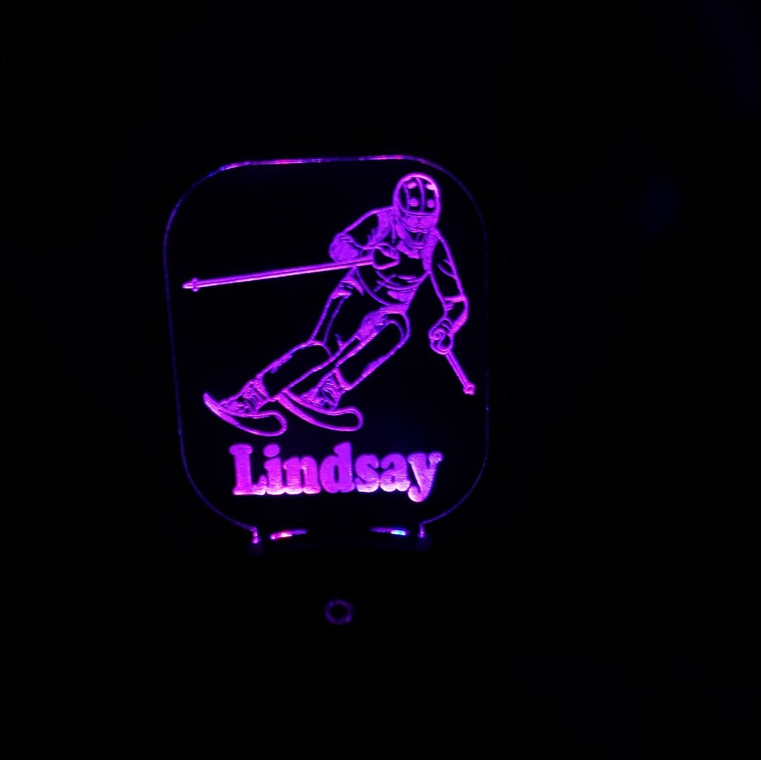 Personalized Skiing Nightlight, LED Winter Sport Nursery Lighting ...