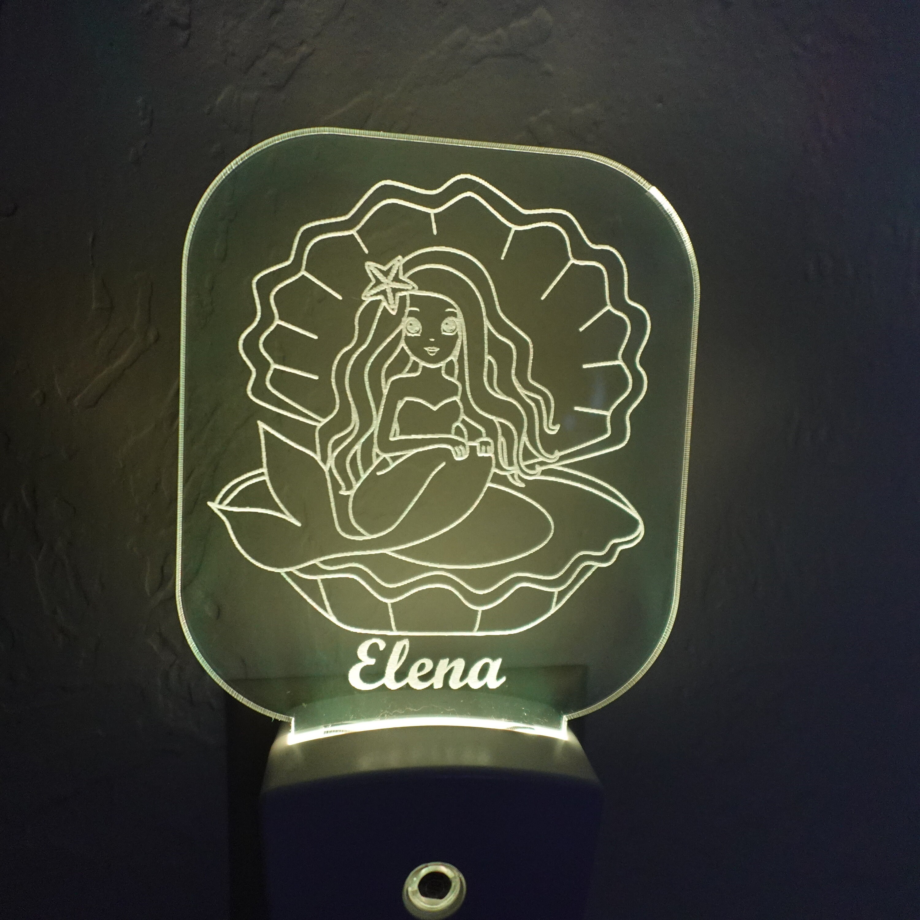 Personalized Mermaid Night Light: Engraved Nursery Decor, Plug In ...