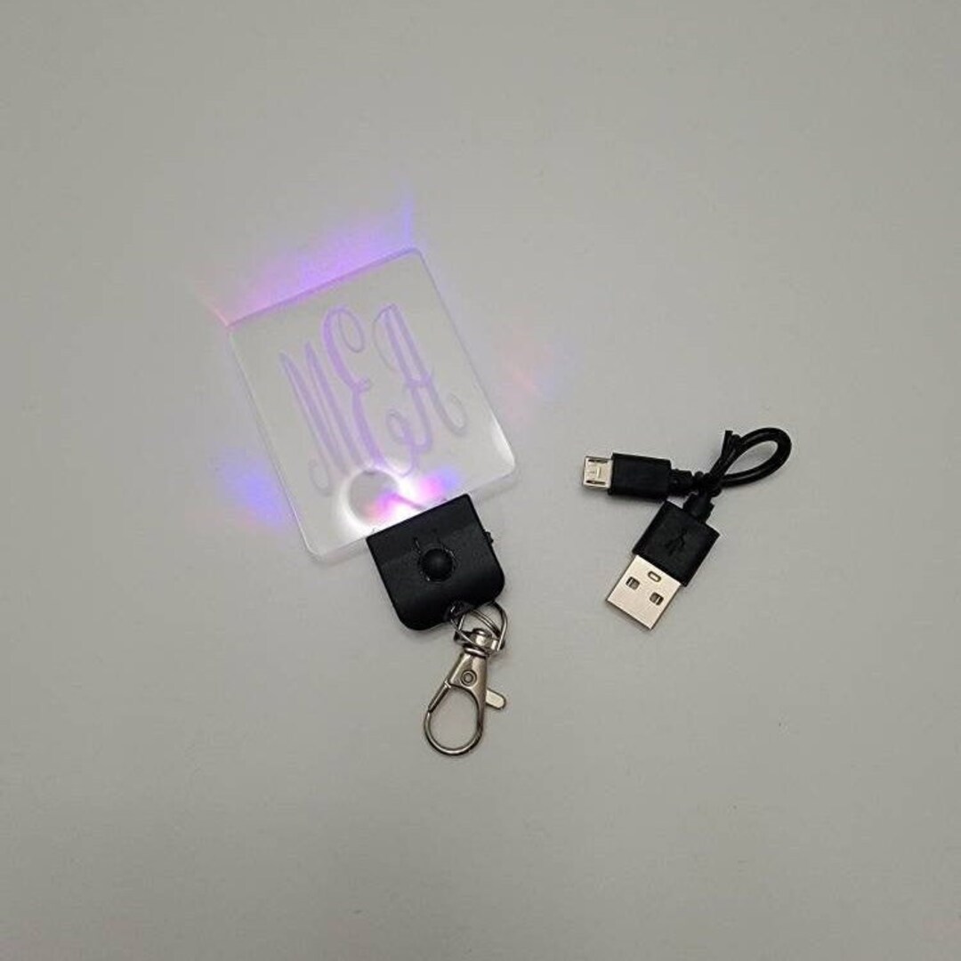 Personalized Rechargable Light up Keychain, Lighted Keyring, Monogramed ...