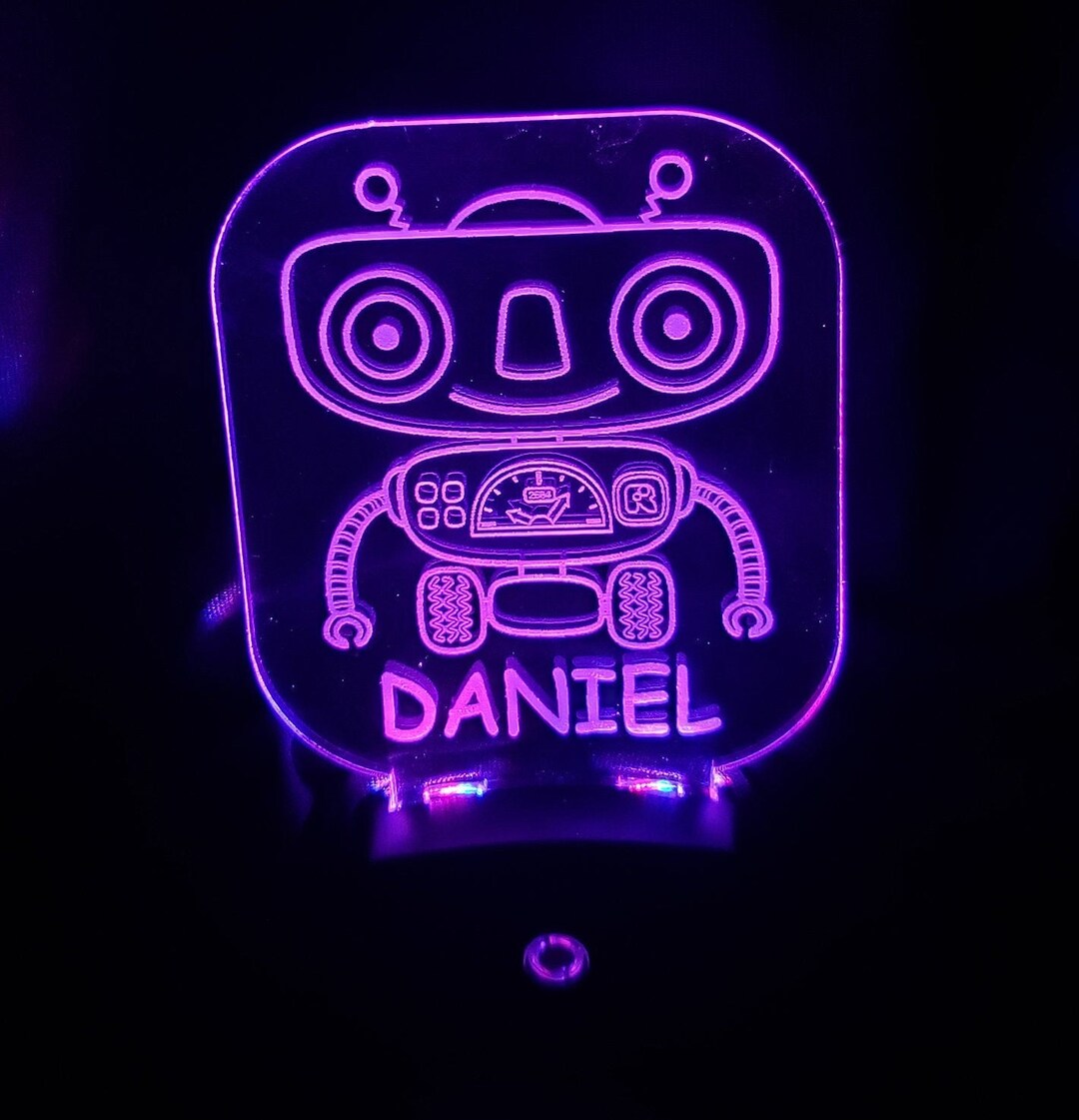 Personalized Custom Engraved Robot Nursery Night Light for Kids Baby ...