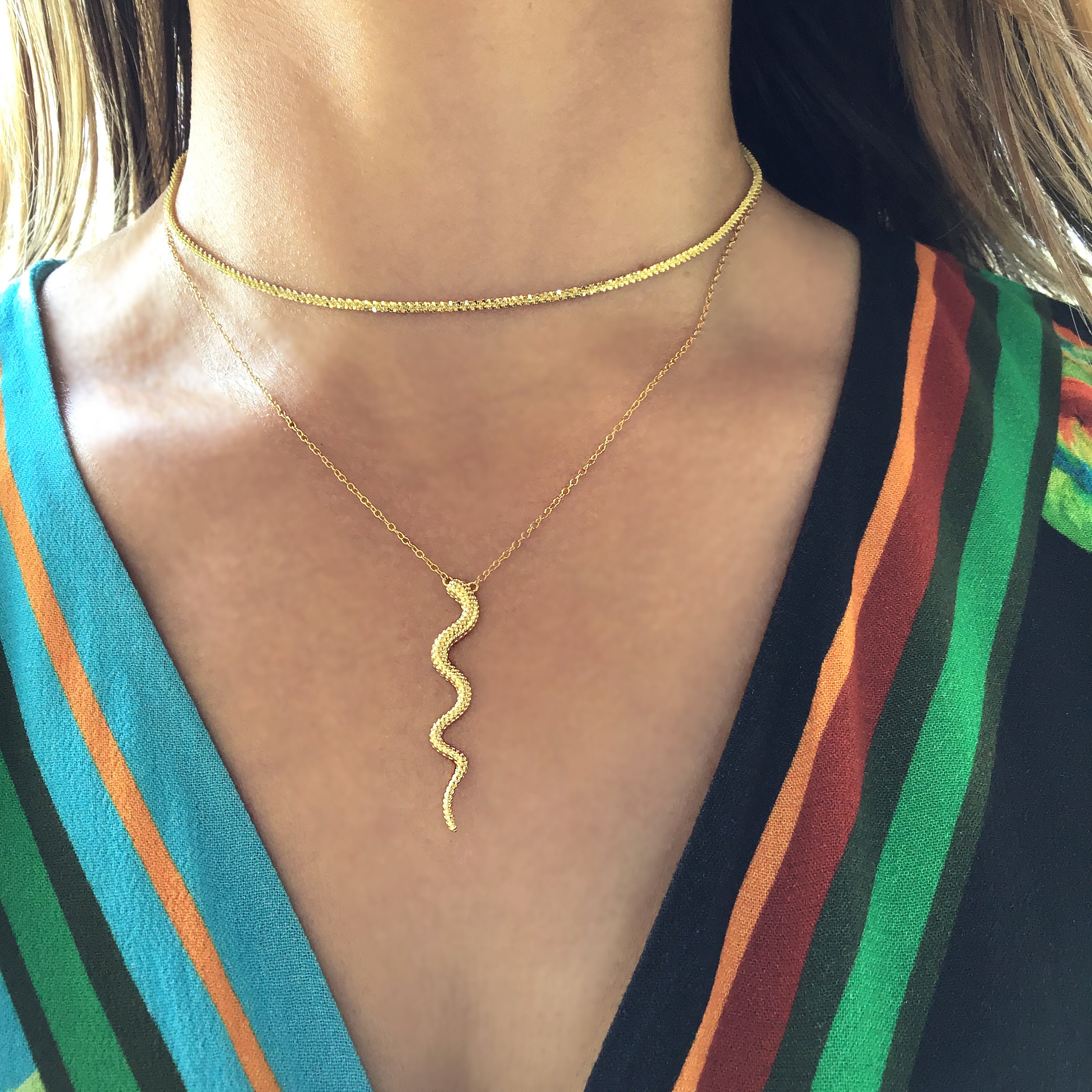 Gold vermeil Snake necklace Snake necklace Serpent necklace | Etsy