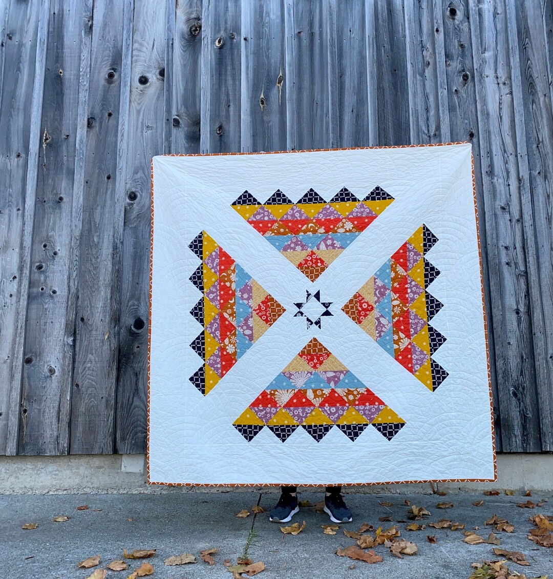 Whistle Stop - Lap Throw Quilt - Modern Baby Quilt Blanket - Colourful Cotton Quilt - Handmade ...