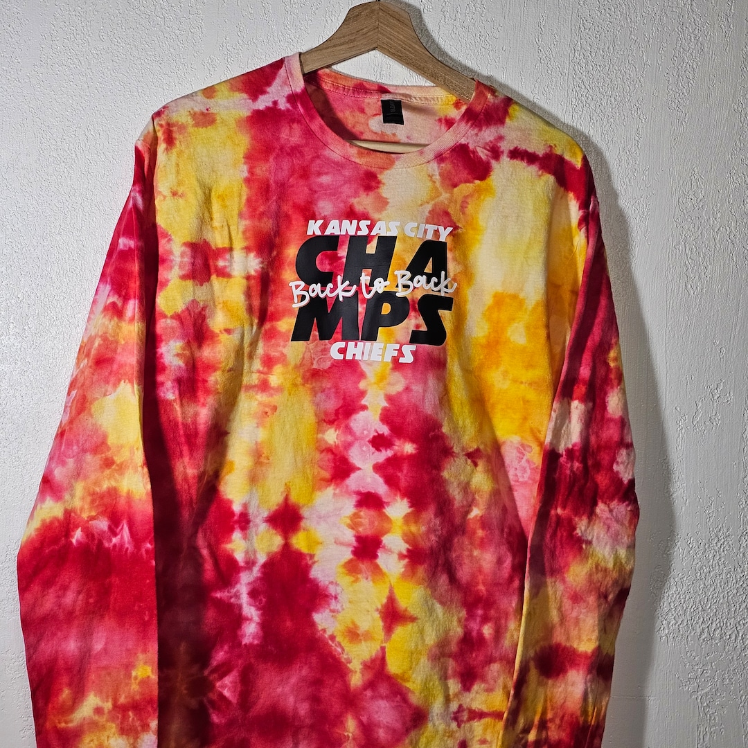 LARGE- Kansas City Chiefs Back to Back CHAMPS Cotton Ice Tie-dye ...