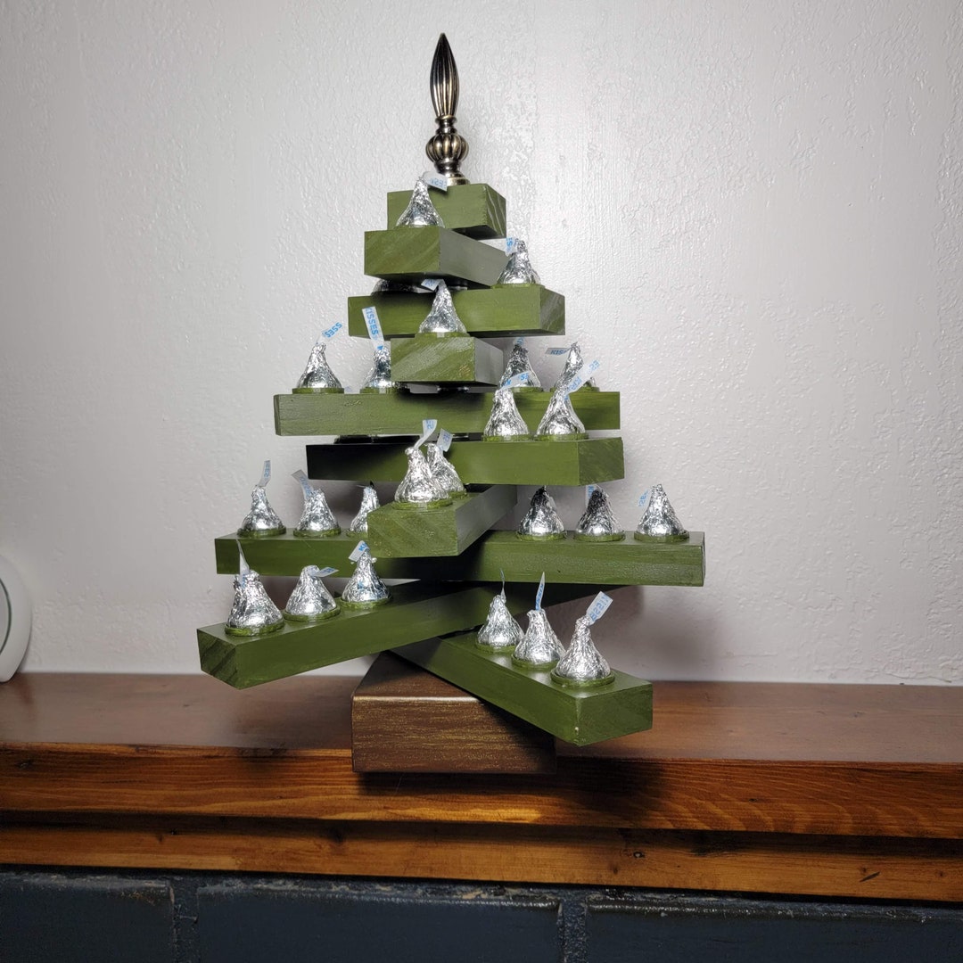 Made to Order- Custom Wooden Tower Christmas Tree Candy Holder Flat Lay ...