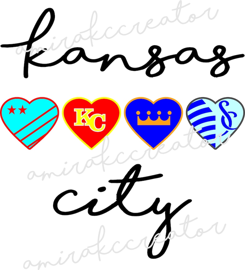 Digital File- SVG PNG Kansas City Hearts Sports Teams KC Chiefs Royals ...