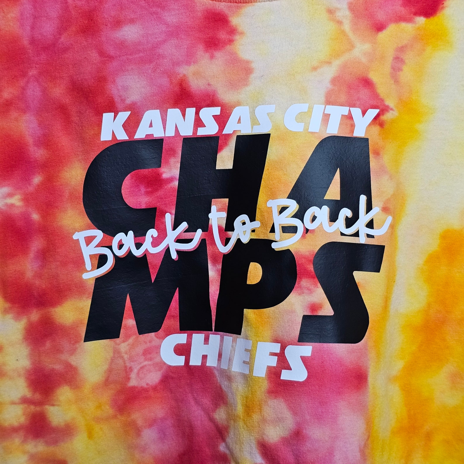 LARGE- Kansas City Chiefs Back to Back CHAMPS Cotton Ice Tie-dye ...