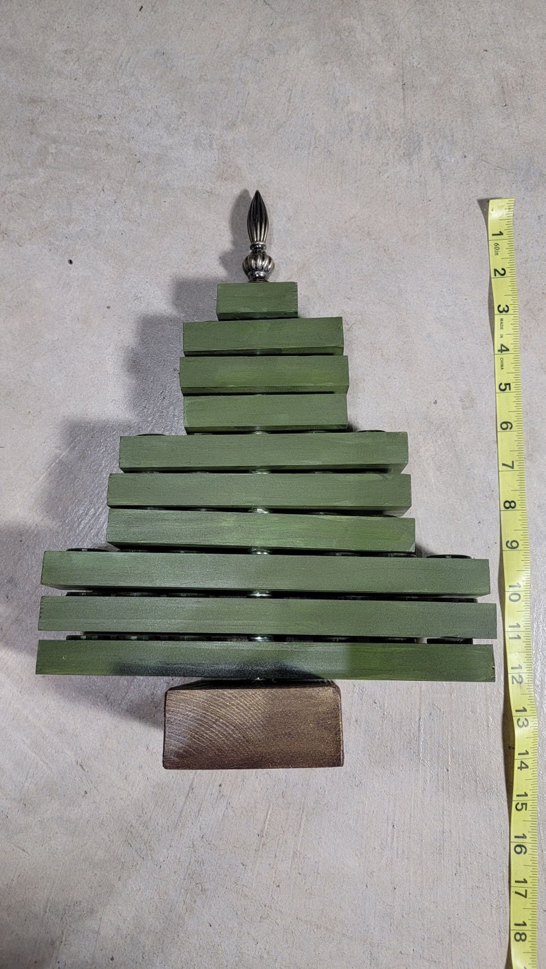 Made to Order Custom Wooden Tower Christmas Tree Candy Holder Flat Lay ...
