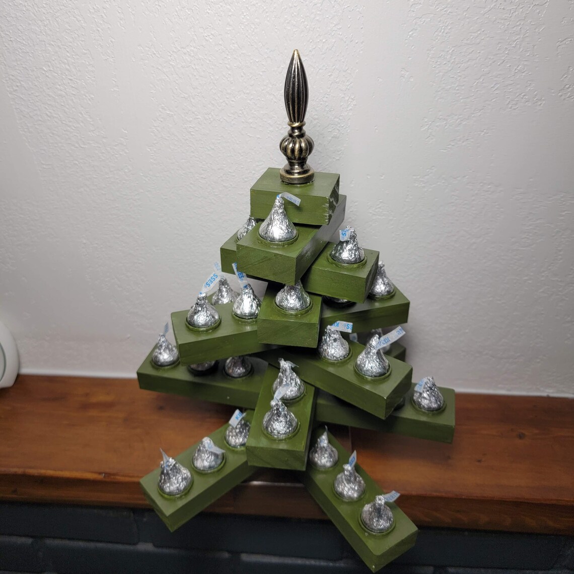 Made to Order Custom Wooden Tower Christmas Tree Candy Holder Flat Lay ...