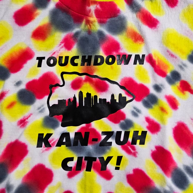 SMALL- Kansas City Chiefs Cotton Tie-dye Graphic T Shirt Touchdown "kan ...