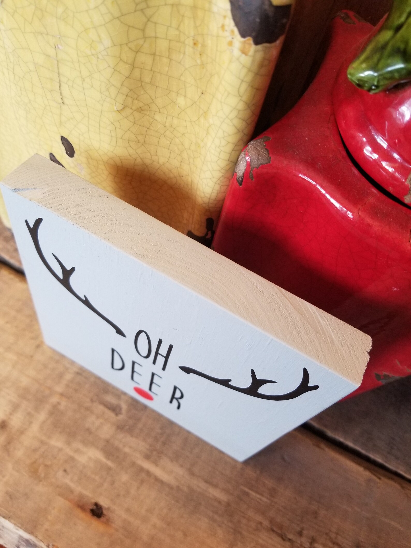 Oh Deer Wooden Sign Grey Black Holiday Seasonal Shelf Sitter - Etsy