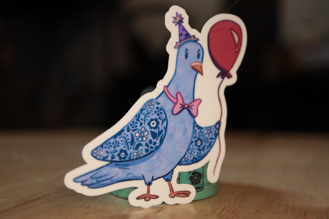 Party Pigeon Sticker Cute Pigeon Decal - Etsy