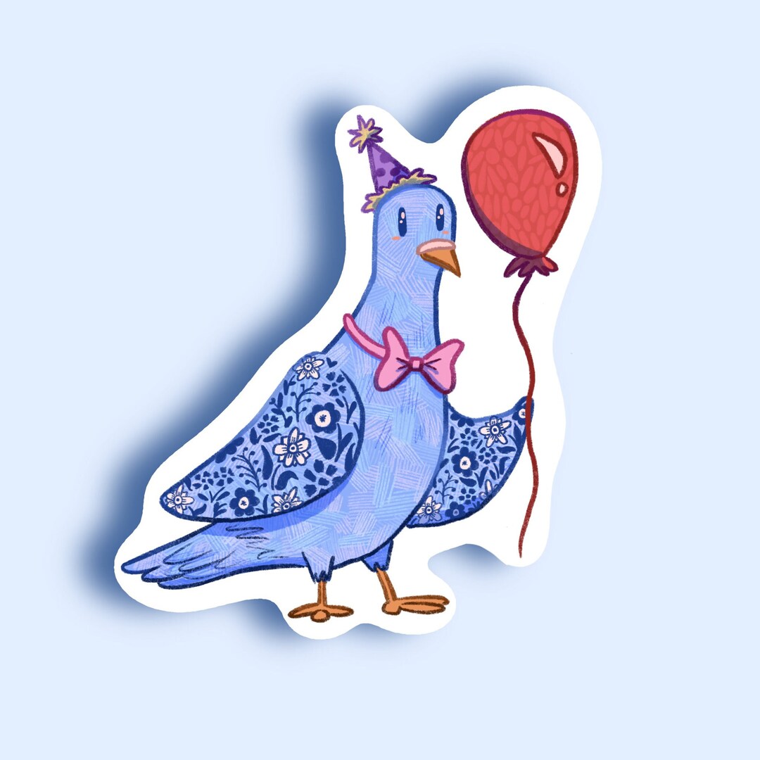 Party Pigeon Sticker Cute Pigeon Decal - Etsy