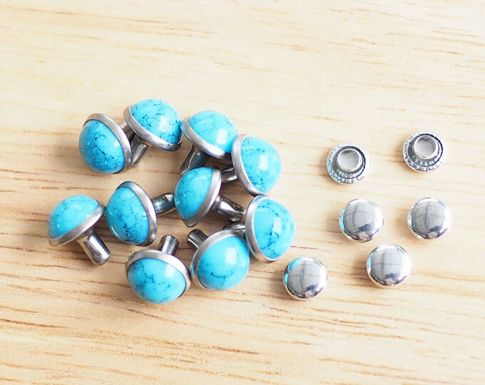 20 Sets of 8.5 Mm Blue Turquoise Rivets Blue Rivet Stud Dome - Etsy