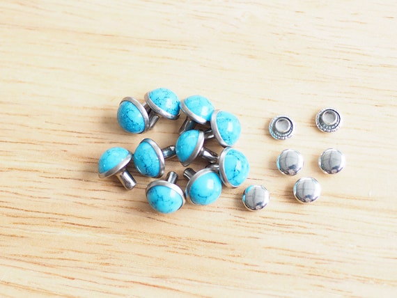 20 Sets of 8.5 Mm Blue Turquoise Rivets Blue Rivet Stud Dome - Etsy