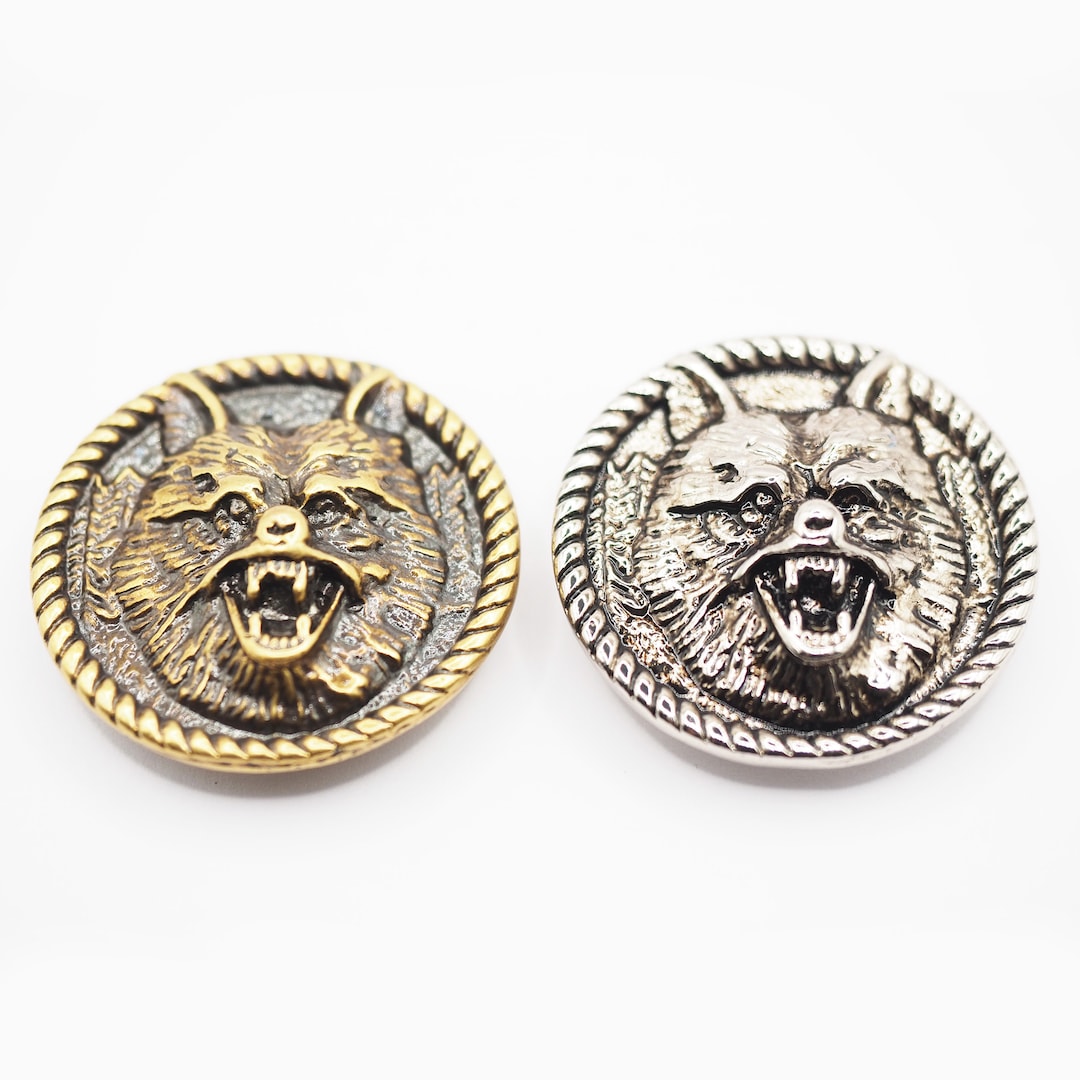 2 Pieces - Wolf Conchos, Animal Stud, Screwback Leather Craft ...