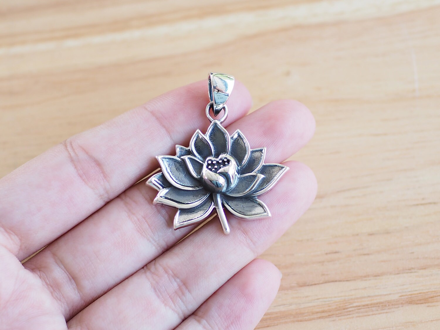 Sterling Silver Lotus Blossom Pendents Lotus Flower Charm | Etsy
