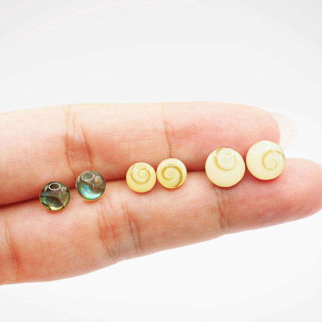 Shiva Eye Shell Stud Earrings, Sterling Silver Abalone Stud Earrings ...