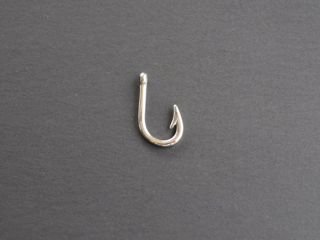 1 Piece - Sterling Silver Small Fish Hook Charm Pendants, Jewelry ...