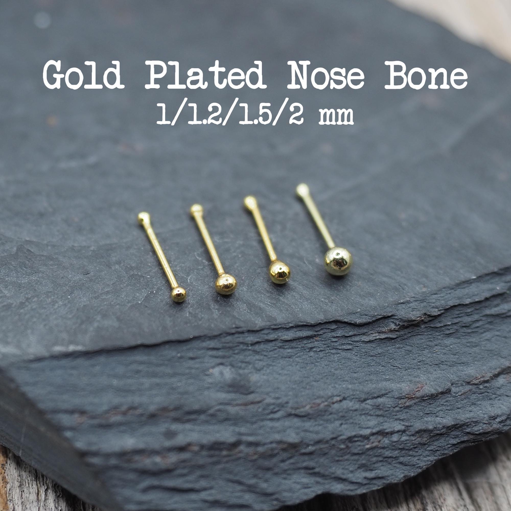 2pcs / 1-2 Mm Tiny Ball Nose Bone Stud, Small Dot Nose Stud, Gold ...